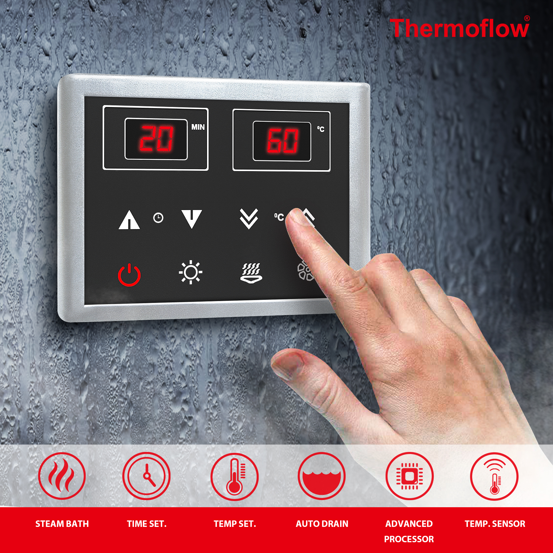 18 kW Steam Bath Generator | Digital Control panel – Thermoflow